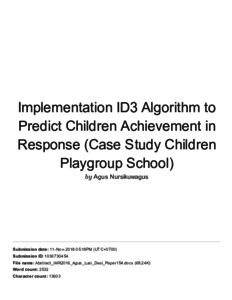 Implementation ID3 Algorithm to Predict Children Achievement in Response (Case Study Children ...